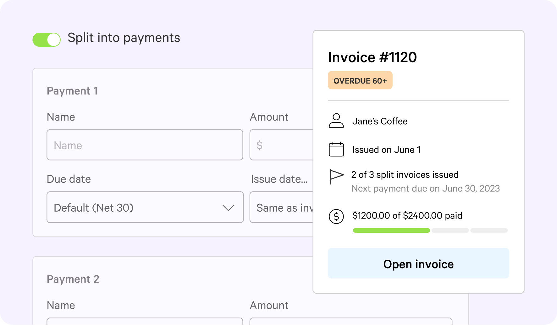 How to send split invoices for wholesale and B2B sales